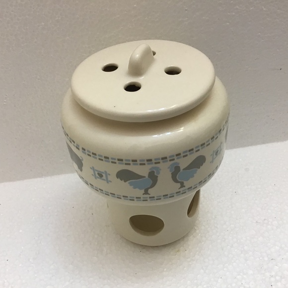 Accents | Vintage Potpourri Ceramic Pot In Cream Color With Blue ...